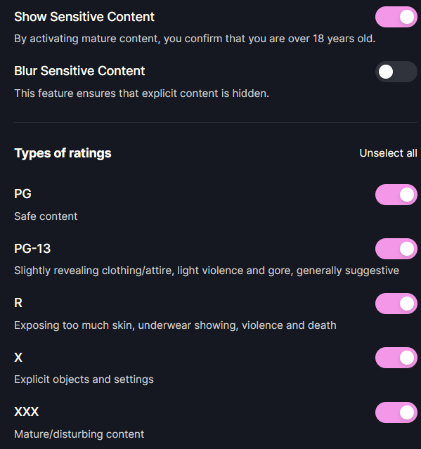 Image Tutorial: How to Adjust Content Settings via Website — Yodayo