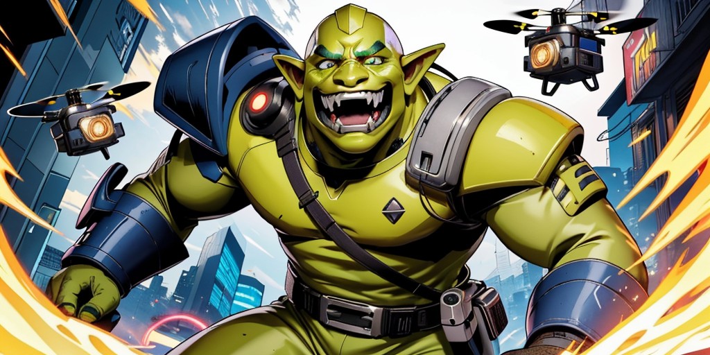Bloodhound, the ork rigger with augmented eyes — Yodayo
