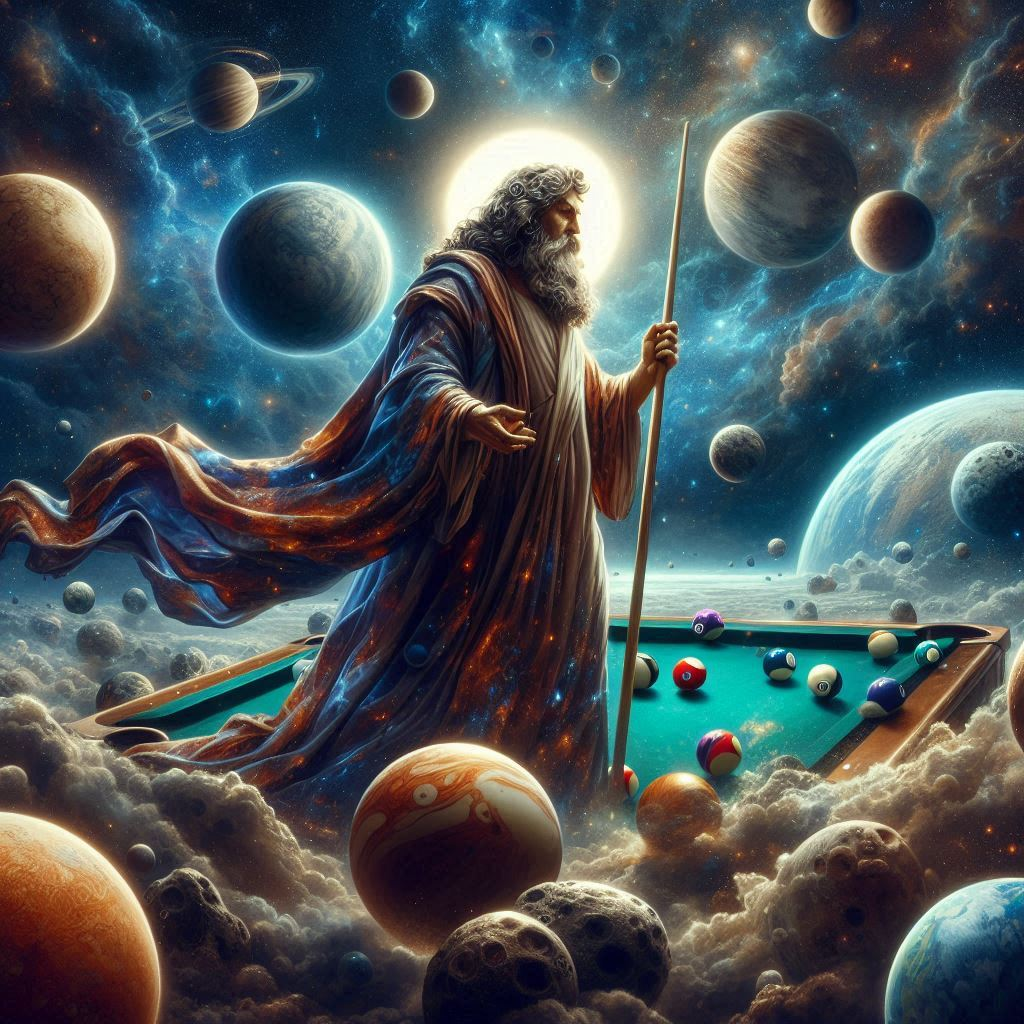 Gods playing intergalactic pool. — Yodayo