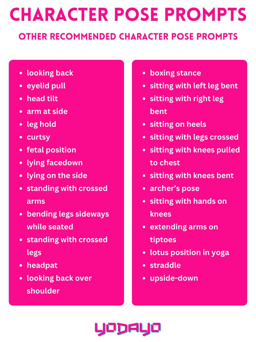 Pose prompt guide — Yodayo
