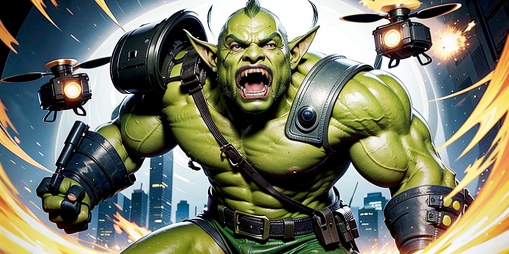 Bloodhound, the ork rigger with augmented eyes — Yodayo