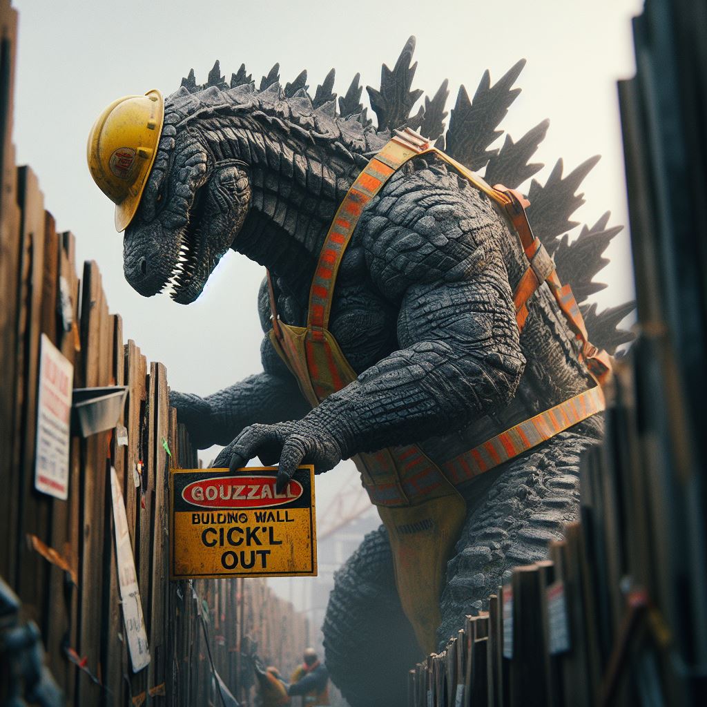 godzilla building a wall — Yodayo