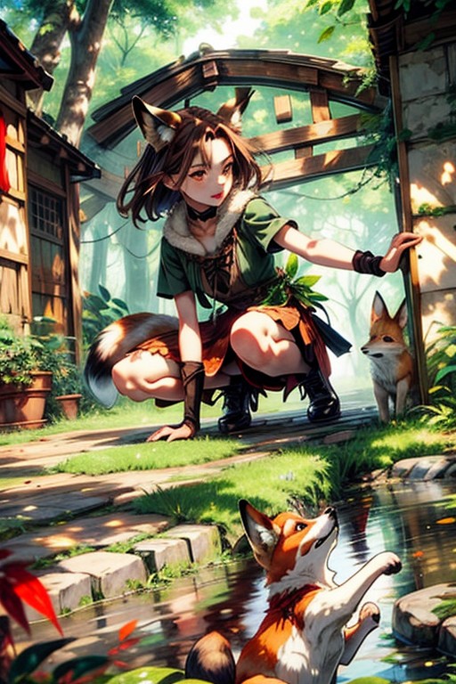 Kitsune entering the human village — Yodayo