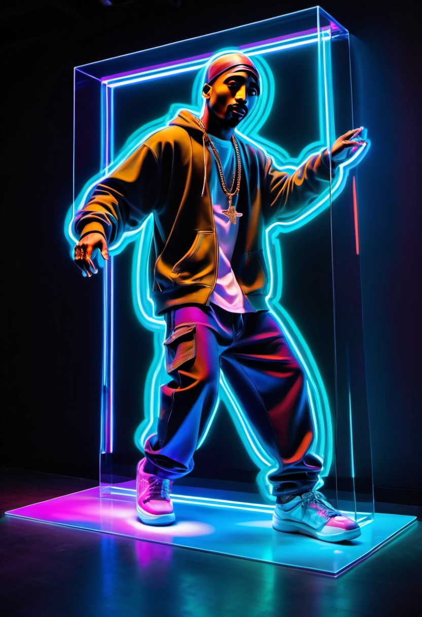 Etherial hologram of 2pac dancing — Yodayo