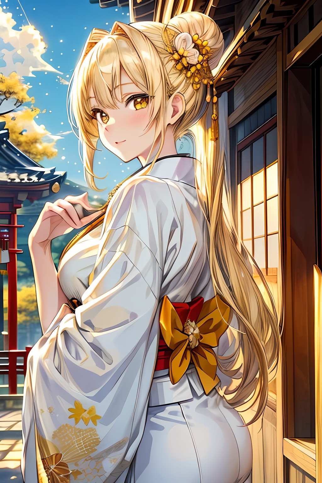 Honey-Blonde Girl in a classic Kimono #1 — Yodayo