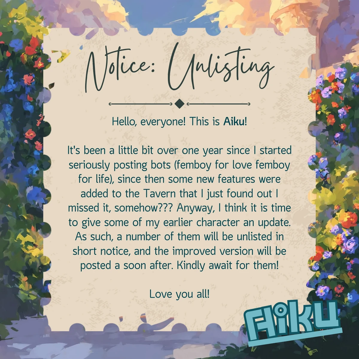 NOTICE: BOT UNLISTING (read desc.) — Yodayo