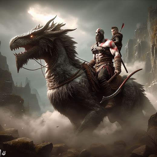 Kratos and Atreus riding Jormungandr [Part 2] for Ken William Bread ...