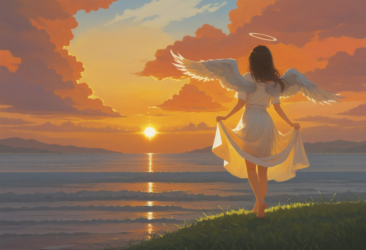 angel during a sunset — Yodayo
