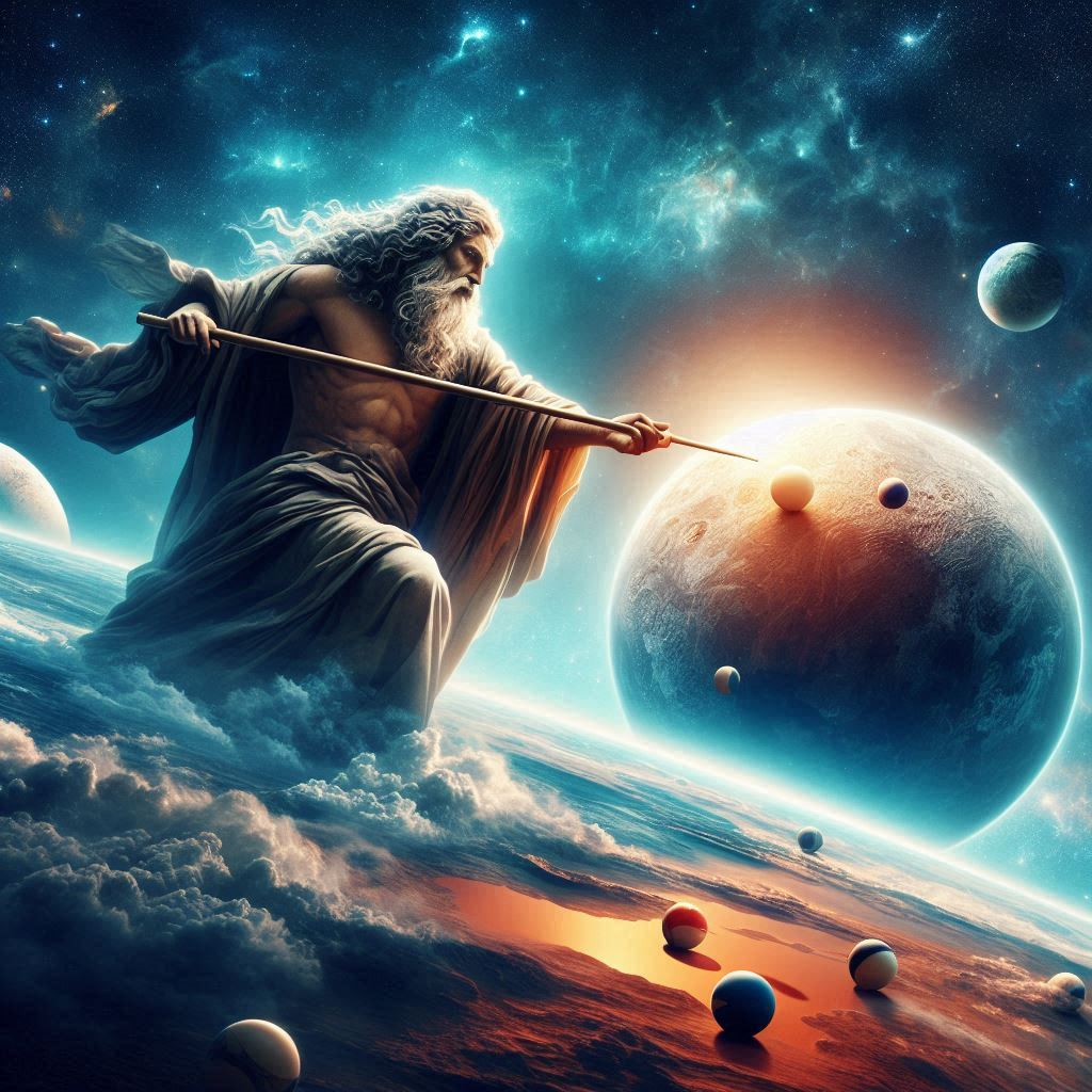 Gods playing intergalactic pool. — Yodayo