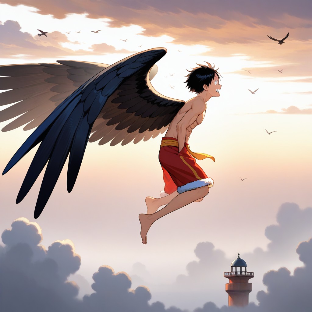 Luffy with bird wings. A dream — Yodayo