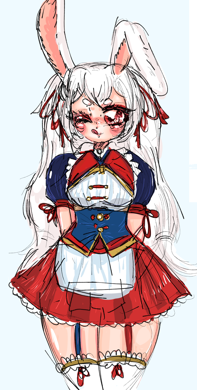 (ninci doodles) Finished colored sketch of my moon rabbit lady — Yodayo